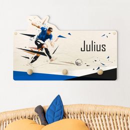 Bilderwelten Kindergarderobe blau Sport Illustration texto personalizado - Lieblingsverein Blau Schwarz mit Wunschname - Fu&szlig;ball Kinderzimmer Flur