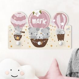 Bilderwelten Kindergarderobe rosa Tiere Digital Art texto personalizado - Tiere in Ballons mit Wunschname rosa - Himmel Kinderzimmer Flur