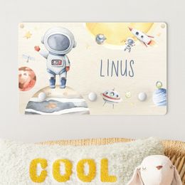Bilderwelten Kindergarderobe bunt Himmel Illustration texto personalizado - Aquarell Gr&uuml;&szlig;e vom Jupiter mit Wunschname - Himmel Kinderzimmer Flur