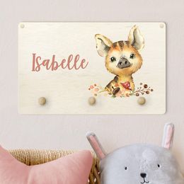 Bilderwelten Kindergarderobe braun Tiere Illustration texto personalizado - Waldtier Wildschweinbaby mit Wunschname - Name Kinderzimmer Flur