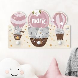 Bilderwelten Kindergarderobe rosa Tiere Digital Art texto personalizado - Tiere in Ballons mit Wunschname rosa - Himmel Kinderzimmer Flur