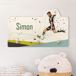 Bilderwelten Kindergarderobe bunt Sport Illustration texto personalizado - Fu&szlig;ballspieler beim Freisto&szlig; mit Wunschname - Fu&szlig;ball Kinderzimmer Flur