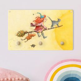 Bilderwelten Kindergarderobe gelb Illustration texto personalizado - Frida und Kater Pumpernickel - Deko Kinderzimmer Flur