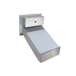 Edelstahl Mauerdurchwurf Briefkasten mit Sprechsieb - T: 33-50 cm - D-042