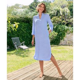 Cornelie Weiss Leinen-Tunika-Kleid, 40 - Hellblau, aus Leinen
