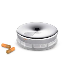Alessi Pillendose YoYo, 7 Kammern Medikamentendispenser, Edelstahl, silber