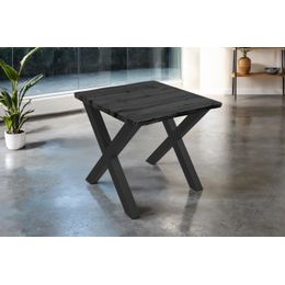 Esstisch 80x80 cm Baumkante Holz Grau-Optik X-Gestell Metall schwarz JOSY