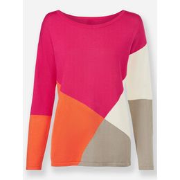 Heine Pullover Damen Gr&ouml;&szlig;e S dunkelbeige / orange / pink / wei&szlig;