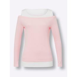 Heine Shirt Damen Gr&ouml;&szlig;e XS rosa / wei&szlig;