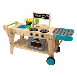 Playtive Outdoor Matschküche auf Rädern, aus Echtholz