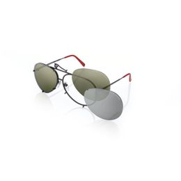 Porsche Design 8478 - mit Wechselgl&auml;sern | Unisex-Sonnenbrille | Fassung: Vollrand, Pilot, Metall, Schwarz Matt | Glasfarbe: Gr&uuml;n
