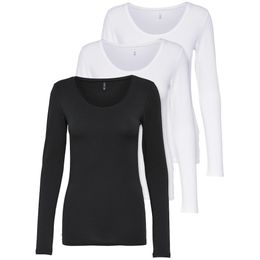 Only Shirt Damen Gr&ouml;&szlig;e L schwarz / wei&szlig;