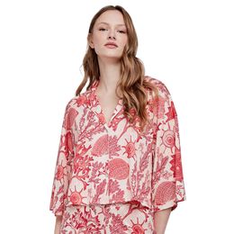Gisela Haut de pyjama Damen Gr&ouml;&szlig;e M koralle / offwhite Winterkleid