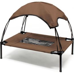 Wiltec Hundebett mit Dach Braun 76x60x16cm bis 25kg Outdoor Hundeliege Sonnendach (Hund), Hundebett + Katzenbett