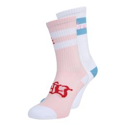 Mister Tee Socken 'Trust Wanted' Damen Größe 47/50 hellblau / rosa / rot / weiß