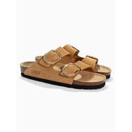 Sunbay Leder-Pantoletten "Trefle" in Hellbraun - 61% | Gr&ouml;&szlig;e 37 | Damen-pantoletten