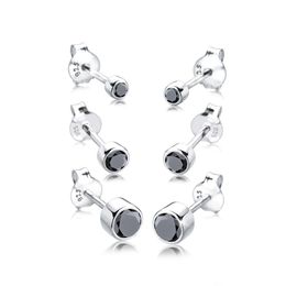 Elli Ohrringe 925 Sterling Silber Kugel in Schwarz | Gr.: onesize
