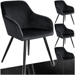TecTake&reg; Esszimmerstuhl, gepolstert, in Samtoptik, schwarze Stahlbeine, 58 x 62 x 82 cm