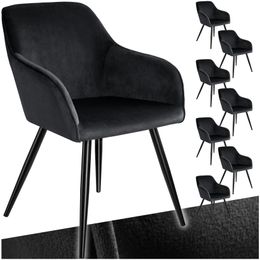 TecTake&reg; Esszimmerstuhl, gepolstert, in Samtoptik, schwarze Stahlbeine, 58 x 62 x 82 cm