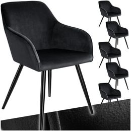 TecTake&reg; Esszimmerstuhl, gepolstert, in Samtoptik, schwarze Stahlbeine, 58 x 62 x 82 cm