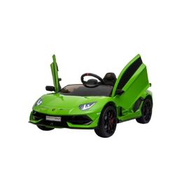 ES-Toys Kinder Elektroauto Lamborghini Aventador SVJ, Kunstledersitz, EVA-Reifen gr&uuml;n