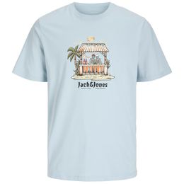 Jack & Jones Große Größen Jack&Jones T-Shirt mit Motiv-Print Farbe hellblau Größe: 4XL