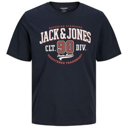Jack & Jones Große Größen Jack&Jones T-Shirt mit Label-Print Farbe marine Größe: 3XL