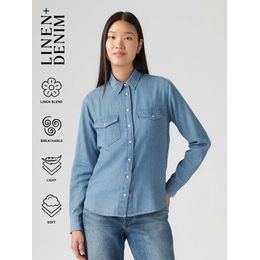Levi's LEVI'S Bluse 'Iconic Western Linen+ Denim Shirt' Damen Gr&ouml;&szlig;e XS blue denim