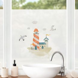 Bilderwelten Fensterfolie Maritim - Möwen am Leuchttum
