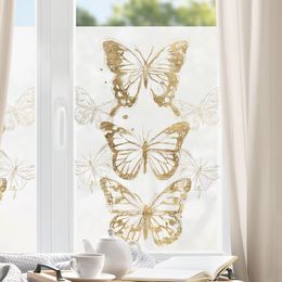 Bilderwelten Fensterfolie Schmetterlingskomposition in Gold I