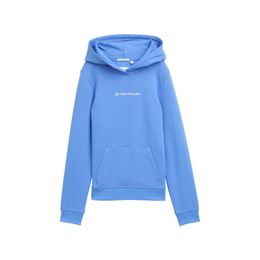 Tom Tailor M&auml;dchen Hoodie Sweatshirt mit Logo-Print, blau, Uni, Gr. 176