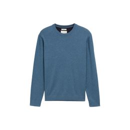 Tom Tailor Herren Basic Strickpullover aus Baumwolle, blau, Meliert, Gr. L