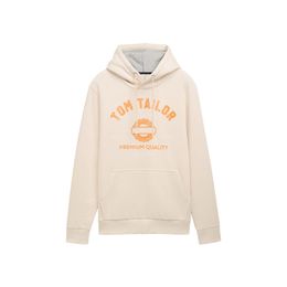 Tom Tailor Herren Hoodie Sweatshirt mit Logo-Print, braun, Logo Print, Gr. XL
