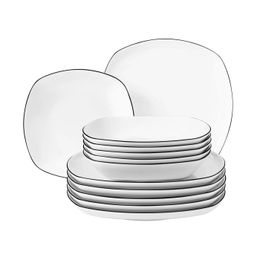 Seltmann Weiden Seltmann Tafelservice 12-teilig eckig Lido Black Line