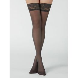 CALZEDONIA Overknee Str&uuml;mpfe Damen Gr&ouml;&szlig;e L grau