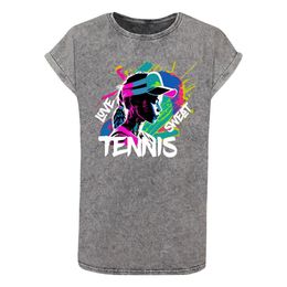 Merchcode T-Shirt 'Tennis Love, Sweat' Damen Größe L basaltgrau / mischfarben