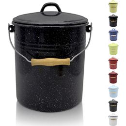 Kr&uuml;ger KR&Uuml;GER M&uuml;lleimer "Emaille M&uuml;lleimer mit Deckel Serie Rio", B/H/T: 27,5cm, 10 l, schwarz, K&uuml;che, M&uuml;lleimer, schnitt- / kratzfeste Oberfl&auml;che,