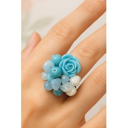 Damen Fingerring "Rosalia", Glas, blau, Collezione Alessandro, Glas, Fingerringe