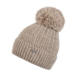 Chillouts Damen Bommelm&uuml;tze "Estephania Hat", beige, Zopfmuster, meliert, Feinstrick, Kunstfaser, M&uuml;tzen, mit weichem Fleecefutter
