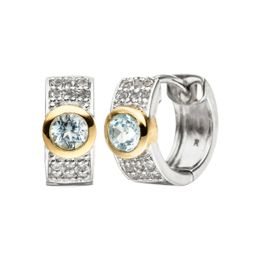 Jobo Damen Paar Creolen, 14,1mm, Silber 925 (Sterlingsilber), silber, Silber 925 (Sterlingsilber), Ohrringe, 925 Silber bicolor vergoldet 2