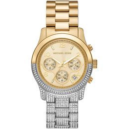 Michael Kors Damen Chronograph "RUNWAY", gold, Armbanduhren, Quarzuhr, Armbanduhr, Damenuhr, Stoppfunktion, Edelstahlarmband