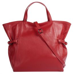 Samantha Look Damen Shopper, rot, Leder, leicht glänzend, unifarben, Taschen, echt Leder, Made in Italy