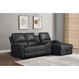Ecksofa Home Affaire, B:240cm H:105cm T:155cm, schwarz, Wohnzimmer, Sofas, "NAPORI Multimediasofa, 3er Kinosessel XXL, L-Form, 3 Bezugsstoffe",