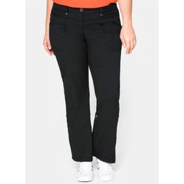 sheego Damen Cargohose, schwarz, Gr. 44, unifarben, 97% Baumwolle, 3% Elasthan, Hosen
