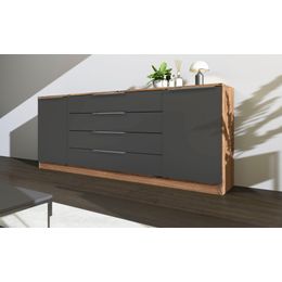 borchardt Möbel Kommode BORCHARDT MÖBEL, B:200cm H:78cm T:35cm, grau, Holzwerkstoff, Schlafzimmer, Sideboards, "Oliva", Breite 200 cm, mit 4 Schubkästen