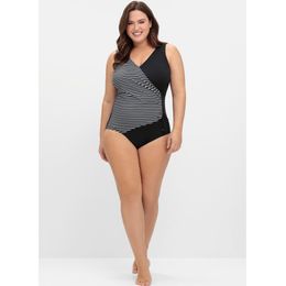 sheego Damen Badeanzug, schwarz, Gr. 52, Polyester, Badeanz&uuml;ge