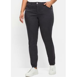 sheego Damen Stretch-Hose, grau, Gr. 48, unifarben, 98% Baumwolle, 2% Elasthan, Hosen