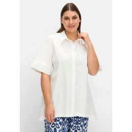 sheego Damen Klassische Bluse, beige, Gr. 58, unifarben, 97% Baumwolle, 3% Elasthan, Blusen