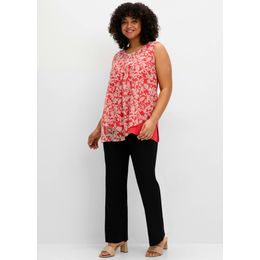 sheego Damen Blusentop, orange, Gr. 48, gebl&uuml;mt, gemustert, 100% Polyester, Blusen