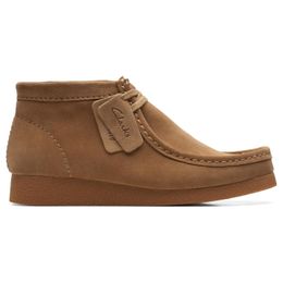 Clarks Herren Schn&uuml;rboots "Wallabee", Gr. 43, beige, Veloursleder, Schuhe, Desert Boots, High Top Sneaker mit Wechselfu&szlig;bett